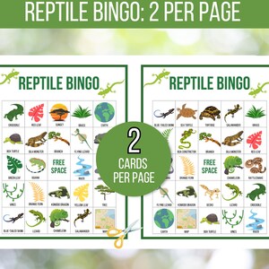 Reptile Bingo, 30 Printable Reptile Bingo Cards, Reptile Party Game ...