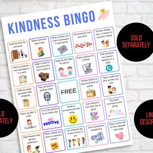 Kindness Bingo, 3 Kindness Bingo Cards, Acts of Kindness Bingo, Kid's ...
