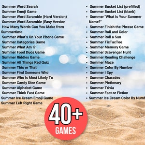 Summer Games Bundle, Summer Activities, Summer Party Games, Summer Game ...