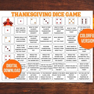 Thanksgiving Gratitude Dice Game, Thanksgiving Games, Thanksgiving ...