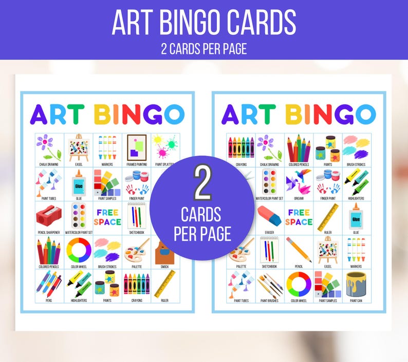 Art Bingo, 30 Printable Art Bingo Cards, Art Game, Art Party Game, Art ...