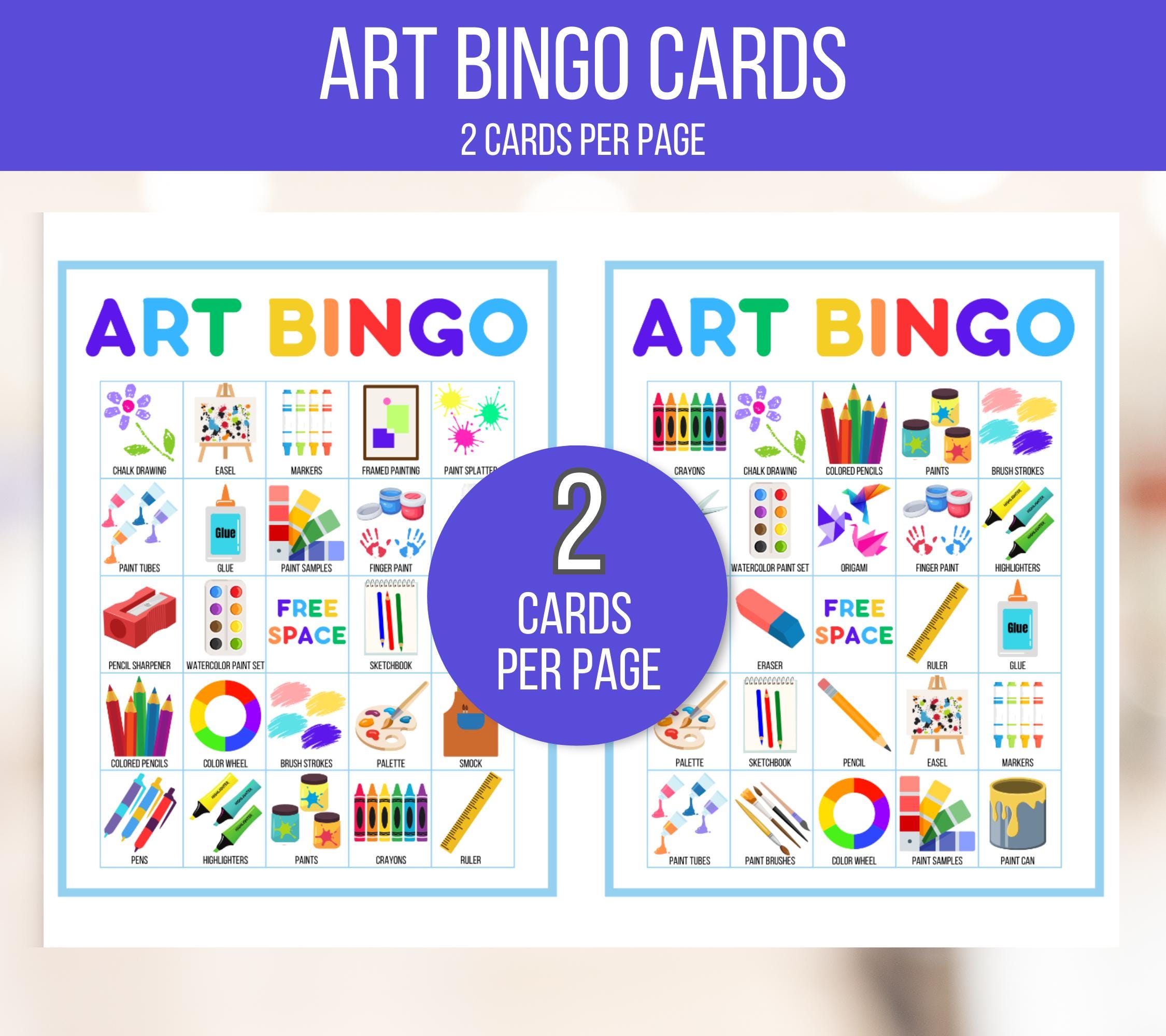 Art Bingo, 30 Printable Art Bingo Cards, Art Game, Art Party Game, Art ...
