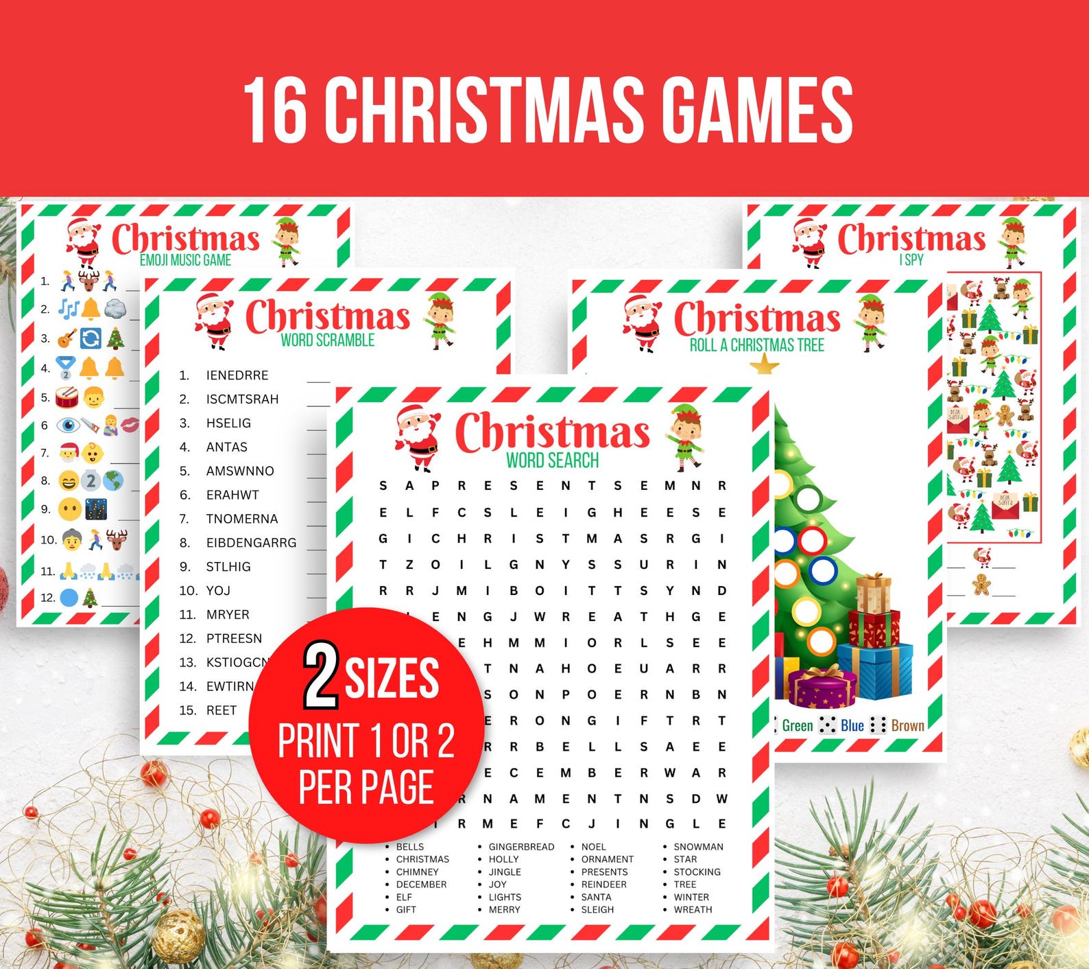 Christmas Game Bundle, 16 Printable Christmas Games, Christmas ...