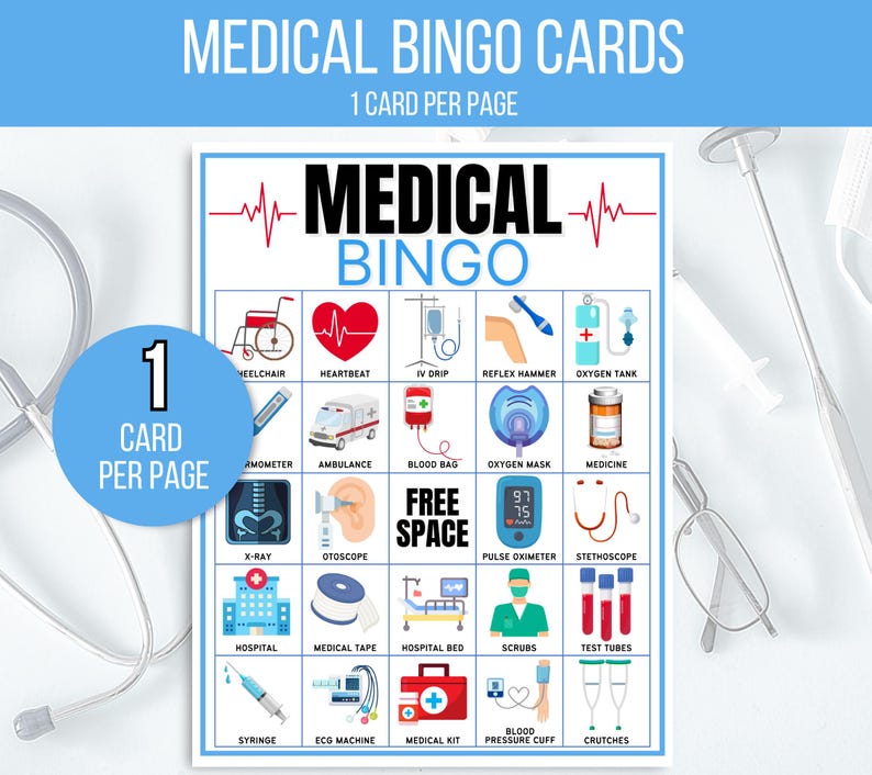 Medical Bingo, 40 Printable Medical Bingo Cards, Doctor Bingo, Nurse ...