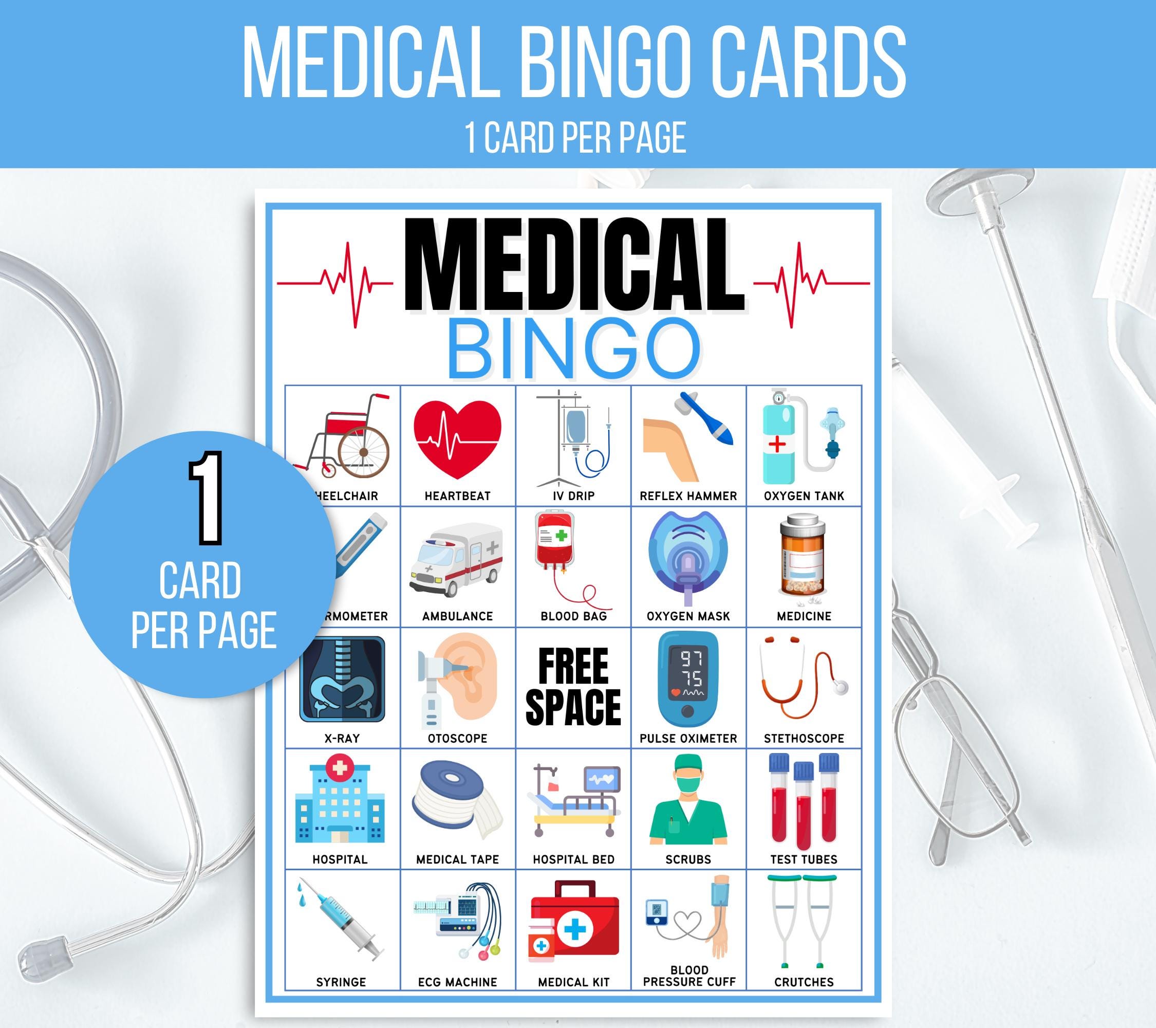 Medical Bingo, 40 Printable Medical Bingo Cards, Doctor Bingo, Nurse ...