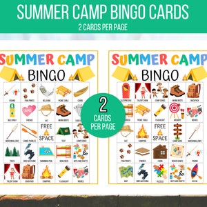 Summer Camp Bingo, 30 Summer Camp Bingo Cards, Summer Camp Game, Camp ...