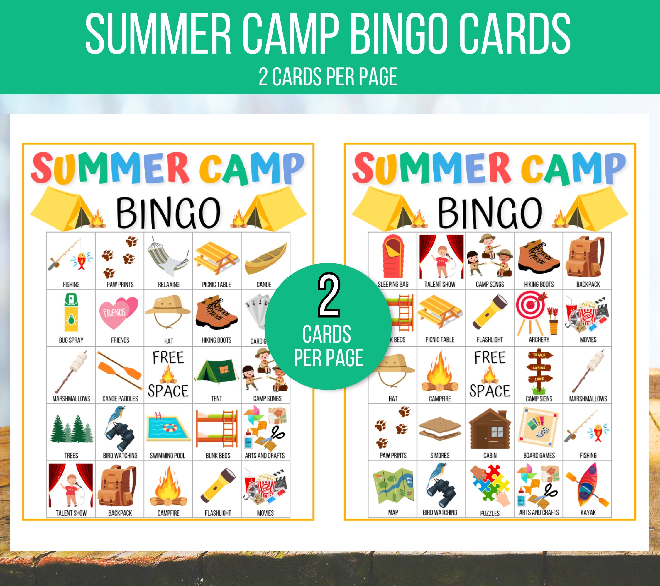 Summer Camp Bingo, 30 Summer Camp Bingo Cards, Summer Camp Game, Camp ...