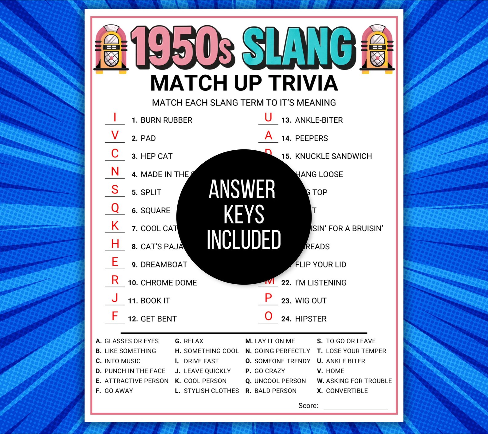 Slang by the Decades Game Bundle, Decade Trivia Night Games, Decade ...