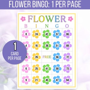 Flower Bingo, 100 Spring Bingo Cards, Flower Carte Bingo, Spring ...