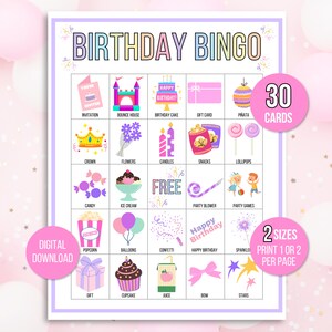 Birthday Bingo, 30 Birthday Bingo Cards, Birthday Party Game, Happy ...