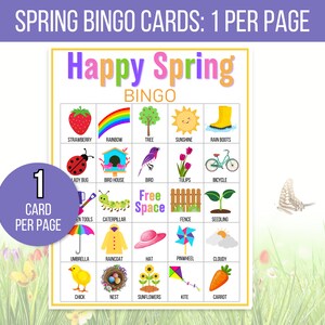 Spring Bingo, 30 Spring Bingo Cards, Spring Activity for Kids, Kids ...