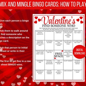 Valentine's Bingo, Valentine's Get to Know You Bingo, Find Someone Who ...