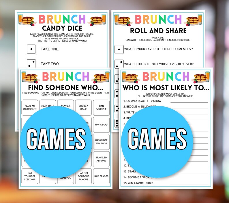 Brunch Party Games, Brunch Games, Icebreaker Table Games, Luncheon ...
