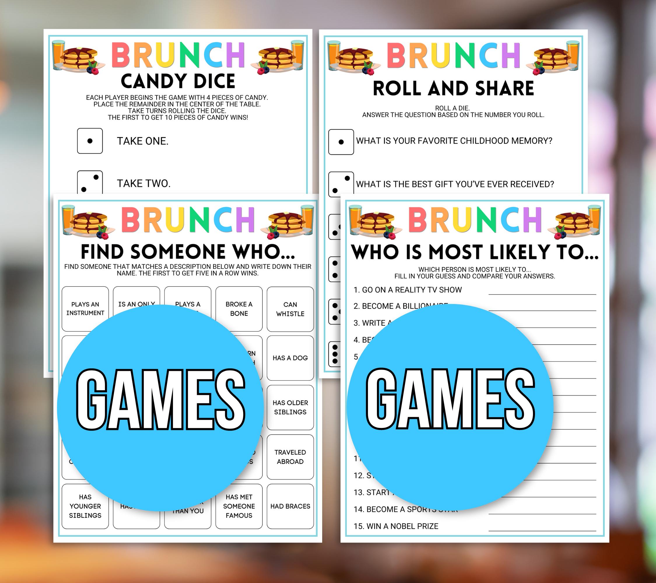Brunch Party Games, Brunch Games, Icebreaker Table Games, Luncheon ...