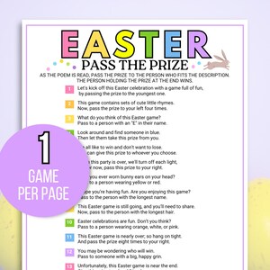 Easter Pass the Prize Game, Easter Pass the Present Game, Easter Pass ...