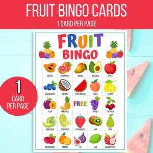 Fruit Bingo, 30 Printable Fruit Bingo Cards, Fruit Game, Fruit Party ...
