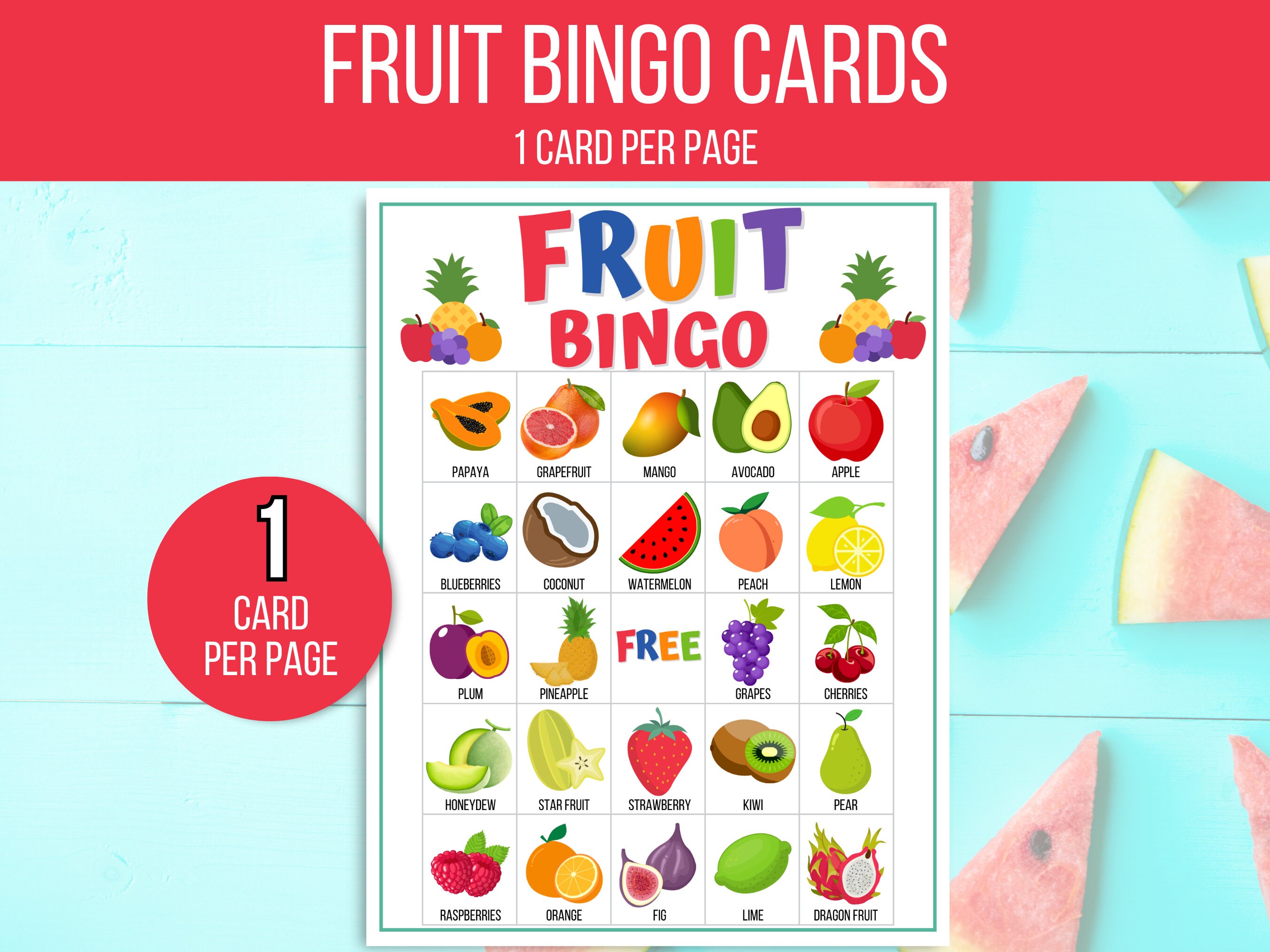 Fruit Bingo, 30 Printable Fruit Bingo Cards, Fruit Game, Fruit Party ...