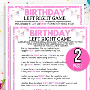 Left Right Birthday Game, Right Left Birthday Game, Girls Birthday Pass ...