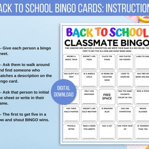 Back to School Bingo, Back to School Games, Classmate Bingo, Get to ...