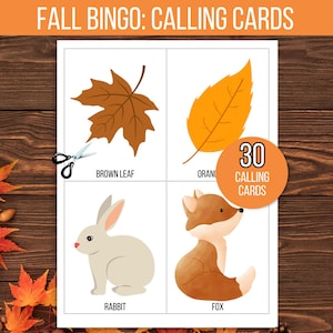 Fall Bingo, 30 Fall Bingo Cards, Fall Picture Bingo, Autumn Bingo ...
