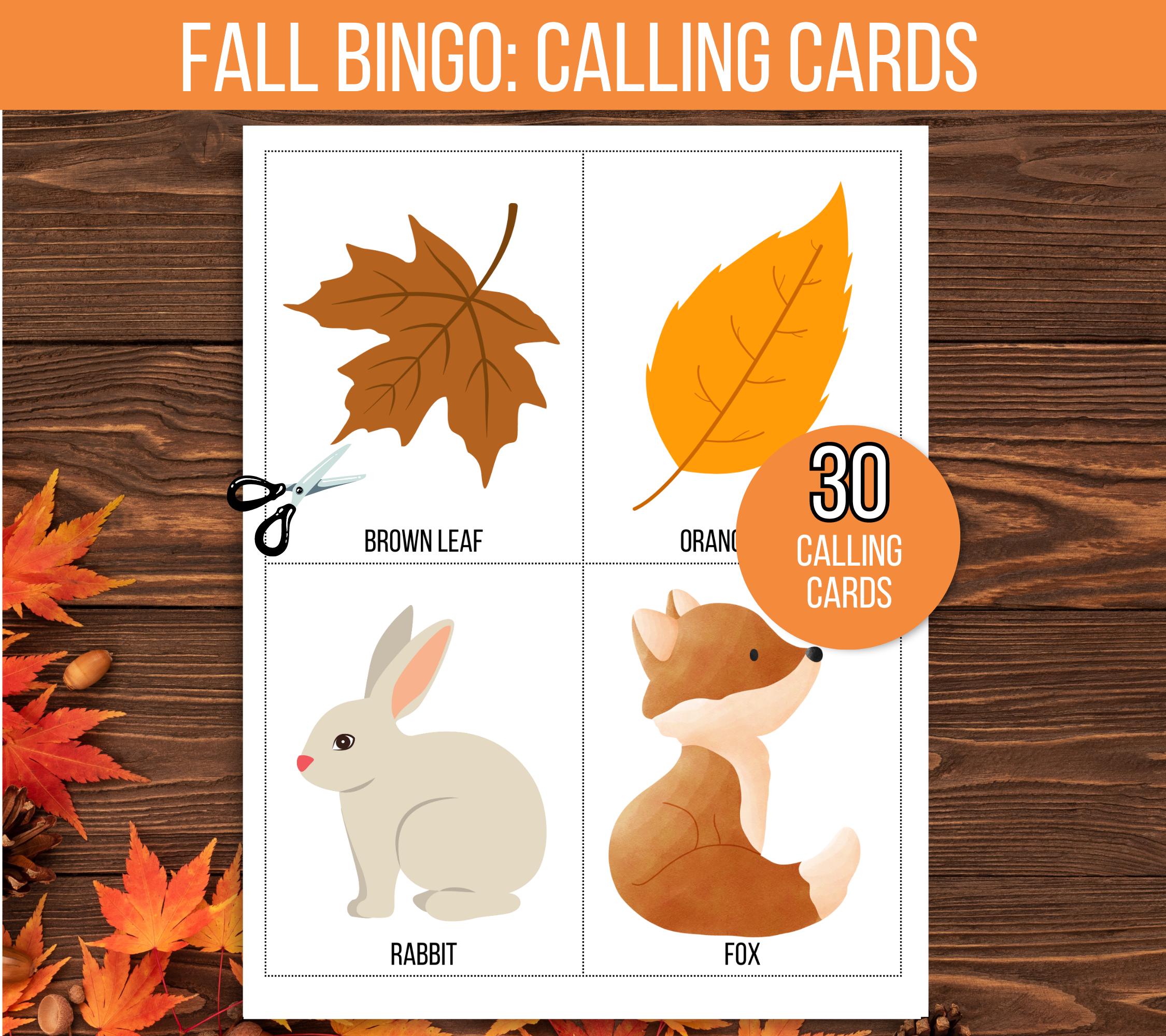 Fall Bingo, 30 Fall Bingo Cards, Fall Picture Bingo, Autumn Bingo ...