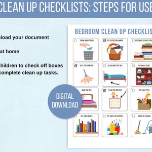 Kids Cleaning Checklist With Pictures, Kids Tidying Checklists, Kids ...