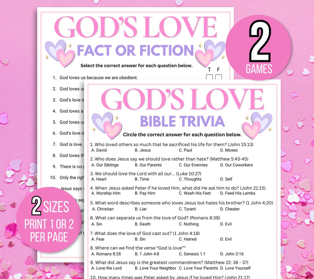 Gods Love Bible Trivia Game, Gods Love Game, Valentine’s Bible Trivia ...