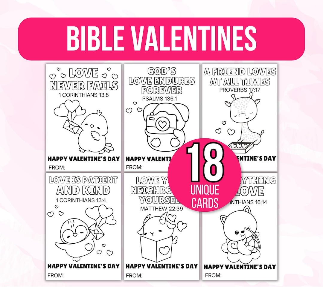 Bible Verse Valentine Cards, Bible Verse Coloring Valentine Cards, 18 ...