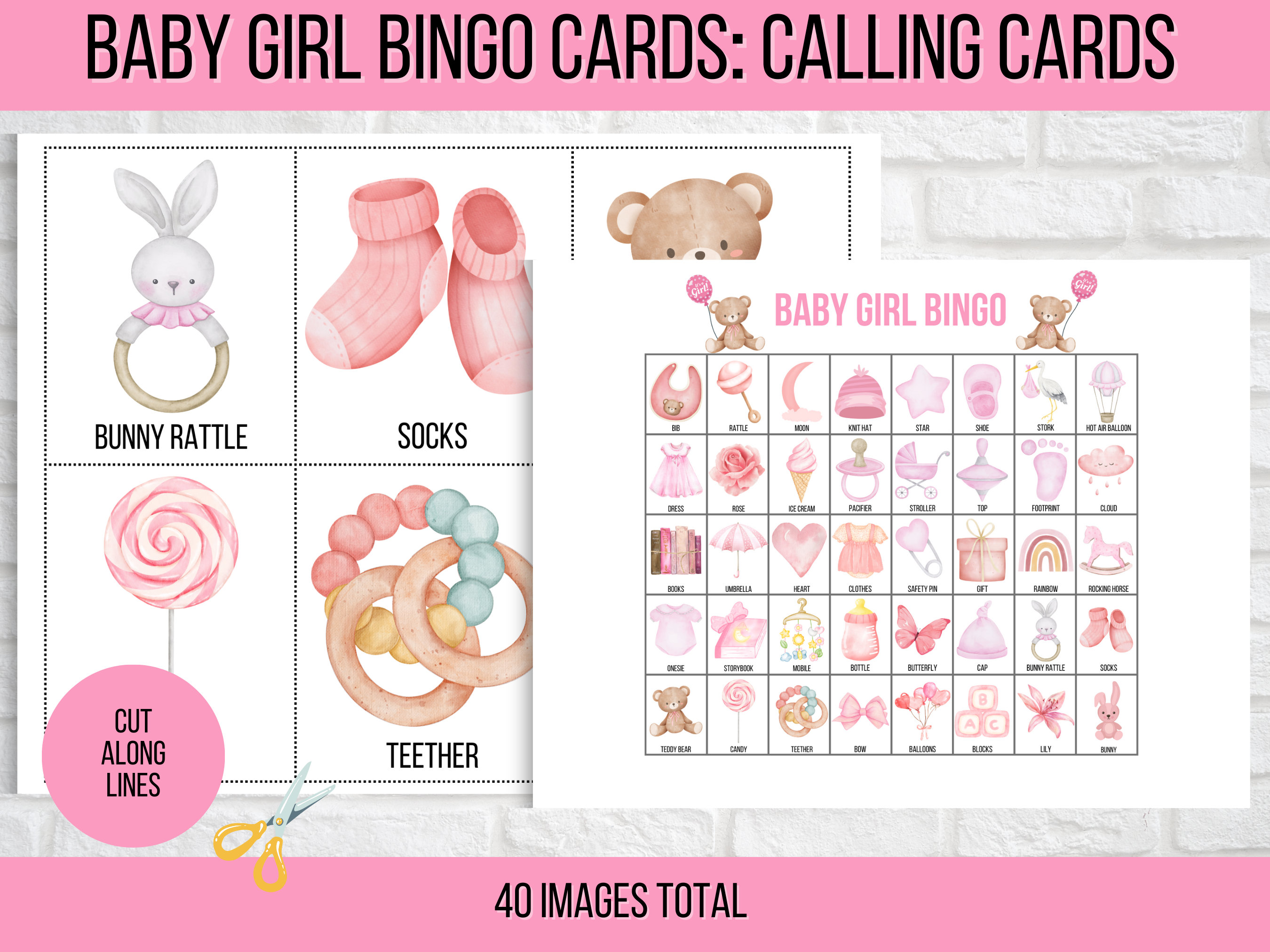 Baby Girl Bingo Baby Shower Bingo Baby Girl Shower Printable - Etsy