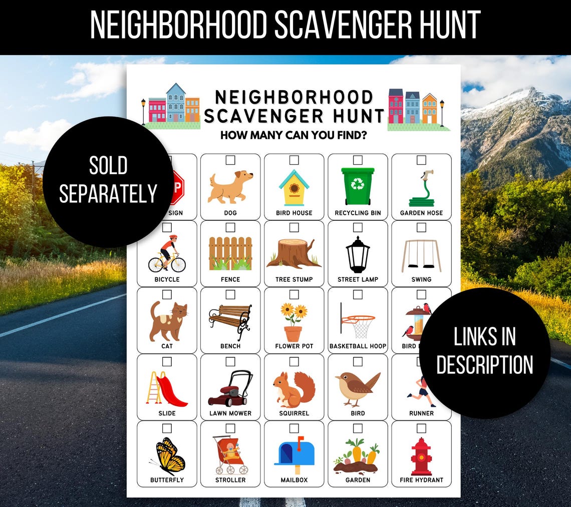 Road Trip Scavenger Hunt for Kids, Vehicle Scavenger Hunts, Road Trip ...