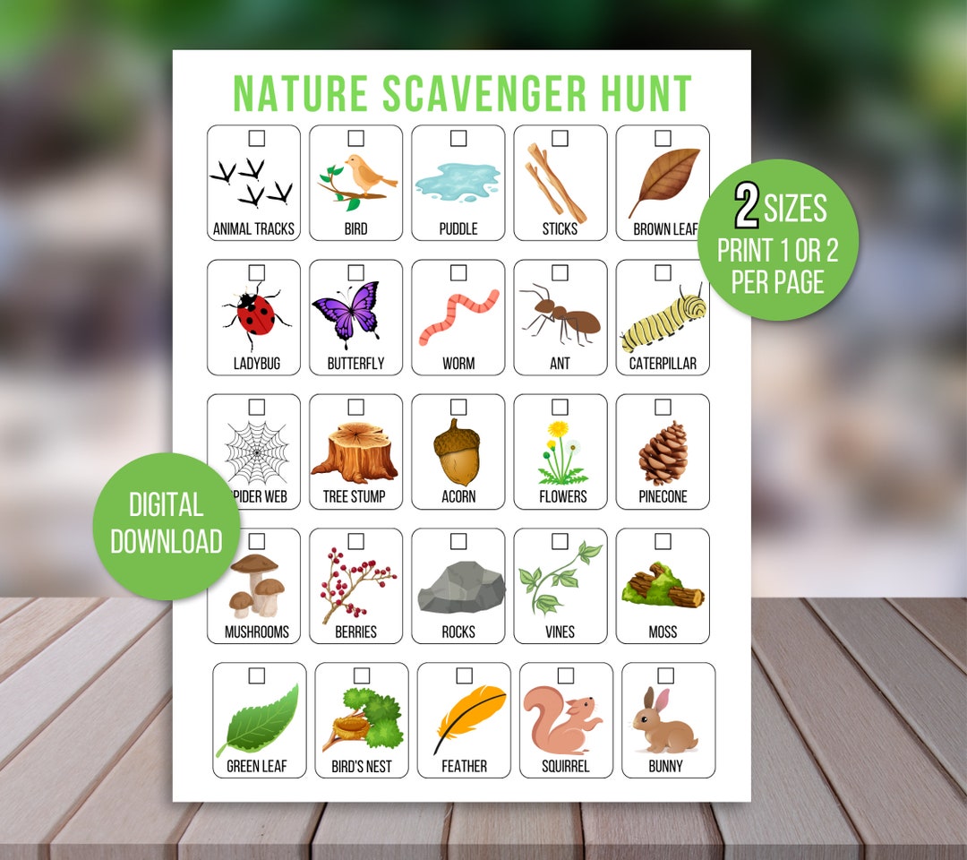 Nature Scavenger Hunt for Kids, Outdoor Nature Scavenger Hunt, Hike ...