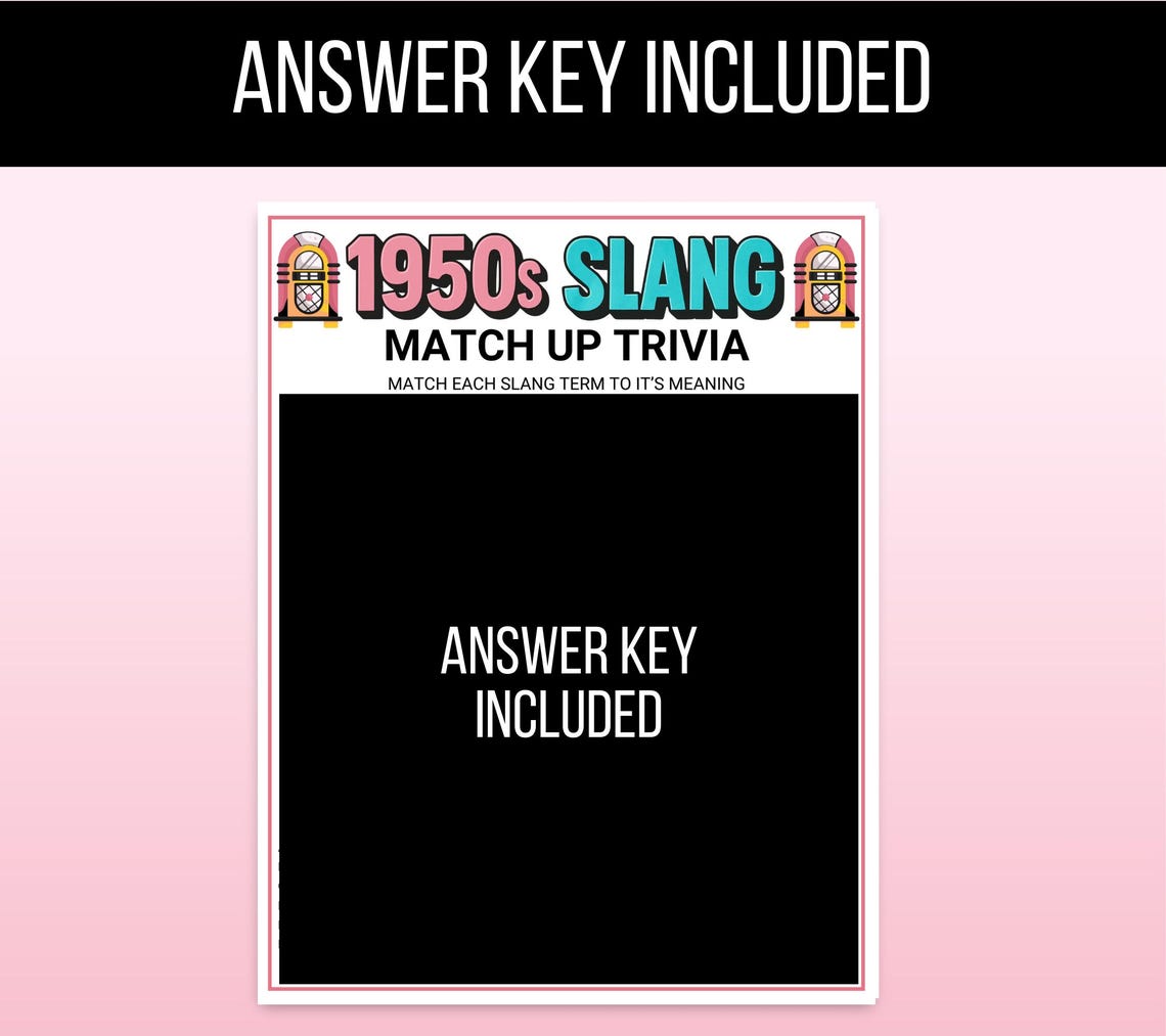 50s Trivia Game, 50s Game, 50s Slang Game, 50s Pop Culture Quiz, Fun ...