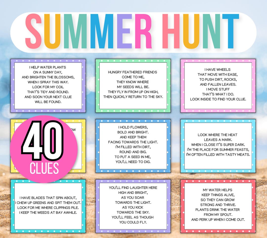 Summer Treasure Hunt for Teens and Tweens, Adult Summer Hunt, Treasure ...