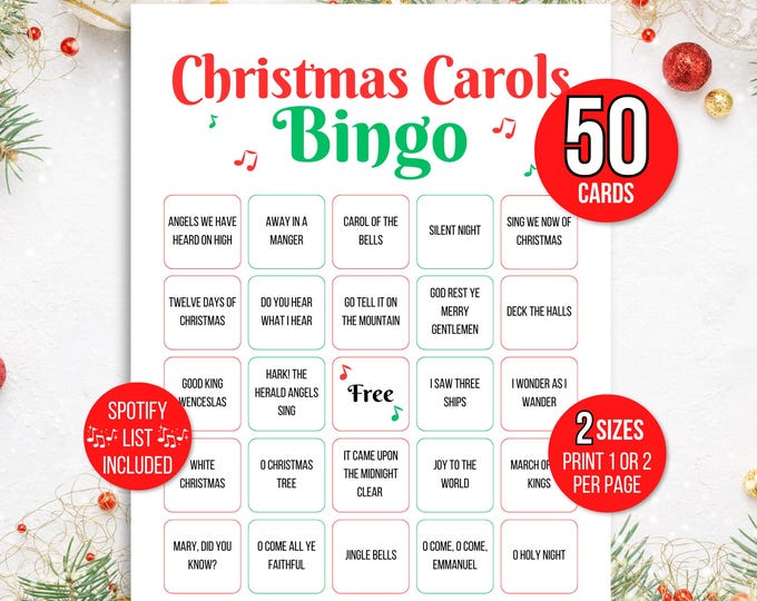 Christmas Song Bingo, Christmas Party Game, 30 Printable Christmas Song ...