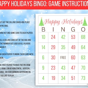 300 Holiday Bingo Cards, Happy Holiday Game, 1, 2, or 4 per Page ...
