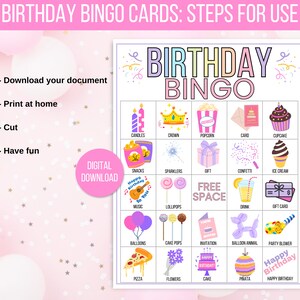 Birthday Bingo, 30 Birthday Bingo Cards, Birthday Party Game, Happy ...