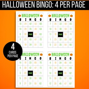 200 Halloween Bingo Cards, Halloween Number Bingo, Halloween Party Game ...