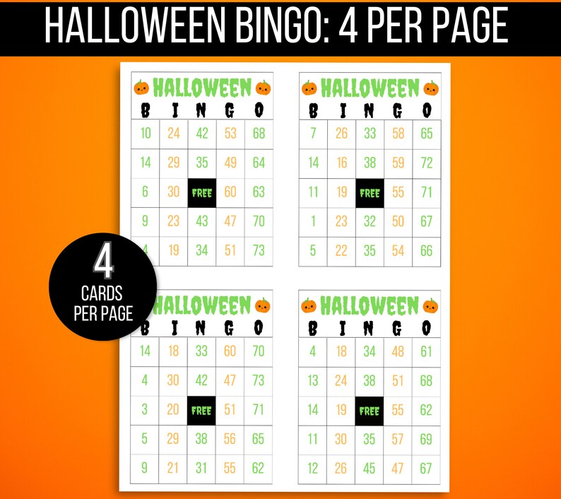 200 Halloween Bingo Cards, Halloween Number Bingo, Halloween Party Game ...