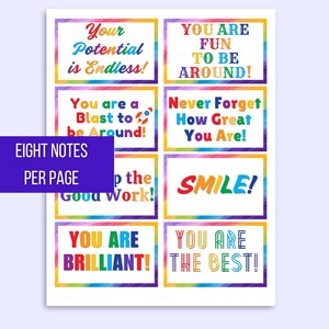 Printable Lunchbox Notes, Positive Notes, Encouragement Cards, Kindness ...