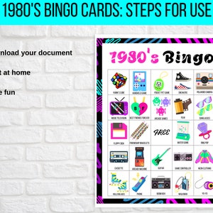 80s Bingo, 1980s Bingo, Retro Bingo, 30 Printable 1980s Bingo Cards ...