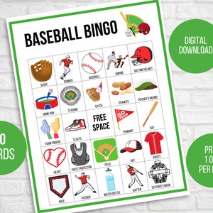 Baseball Bingo 30 Unique Printable Baseball Bingo Cards - Etsy