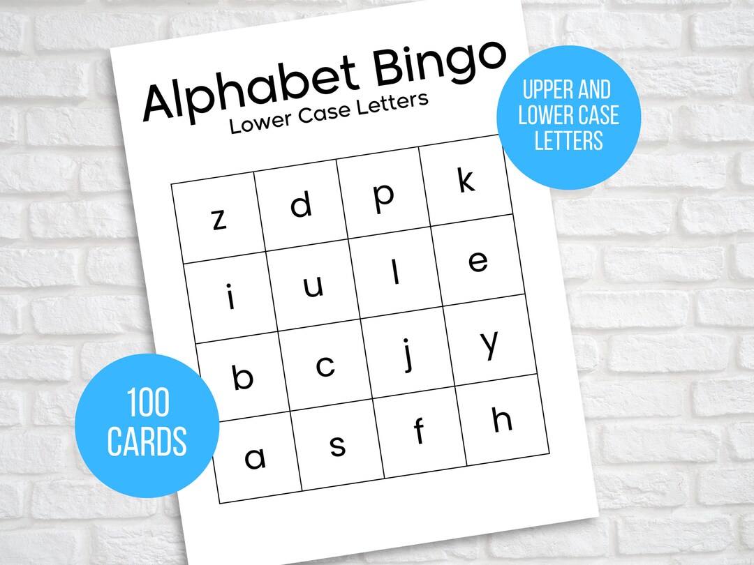 Alphabet Bingo 100 Printable Alphabet Bingo Cards ABC - Etsy Australia