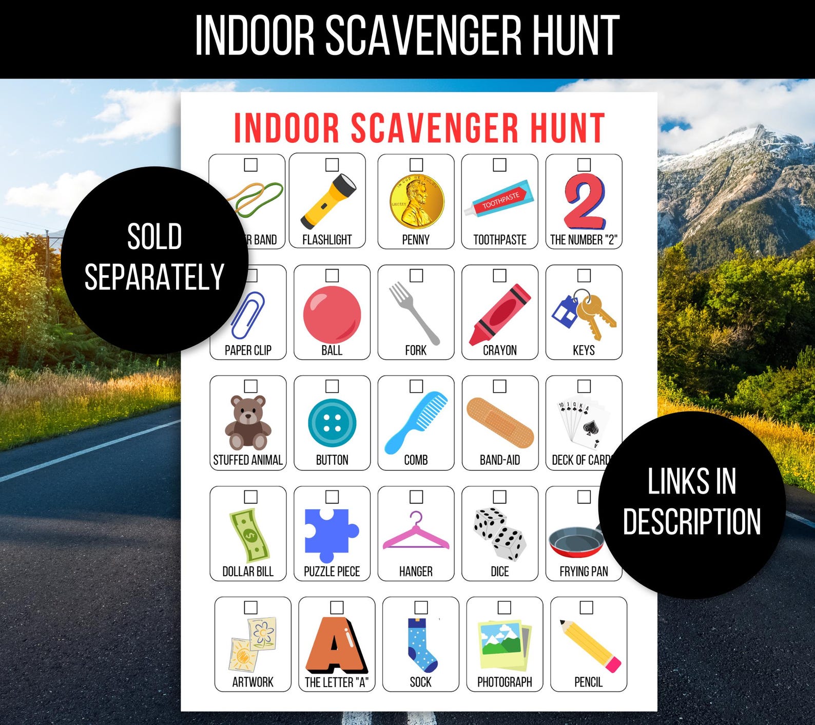 Road Trip Scavenger Hunt for Kids, Vehicle Scavenger Hunts, Road Trip ...