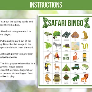 Safari Bingo, 30 Printable Safari Bingo Cards, Safari Party Game ...