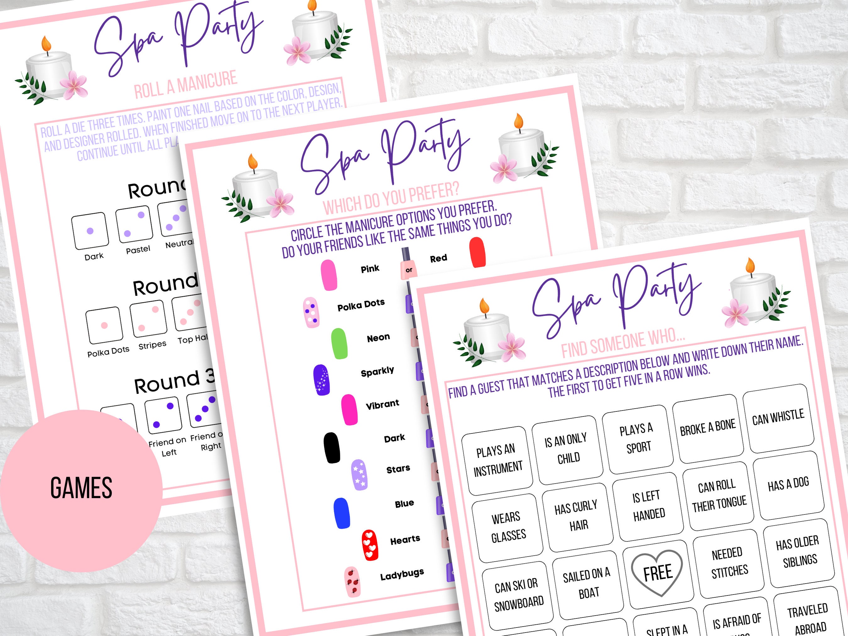 Spa Party Games Printable Spa Party Activities Girls Spa - Etsy Canada