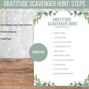 Gratitude Scavenger Hunt, Gratitude Scavenger Hunt for Kids, Gratitude ...