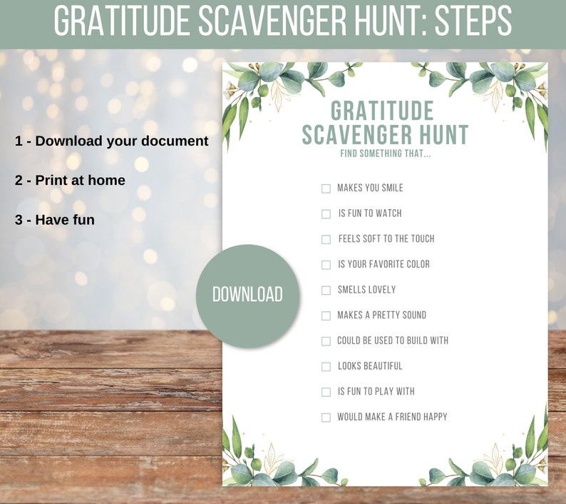 Gratitude Scavenger Hunt, Gratitude Scavenger Hunt for Kids, Gratitude ...