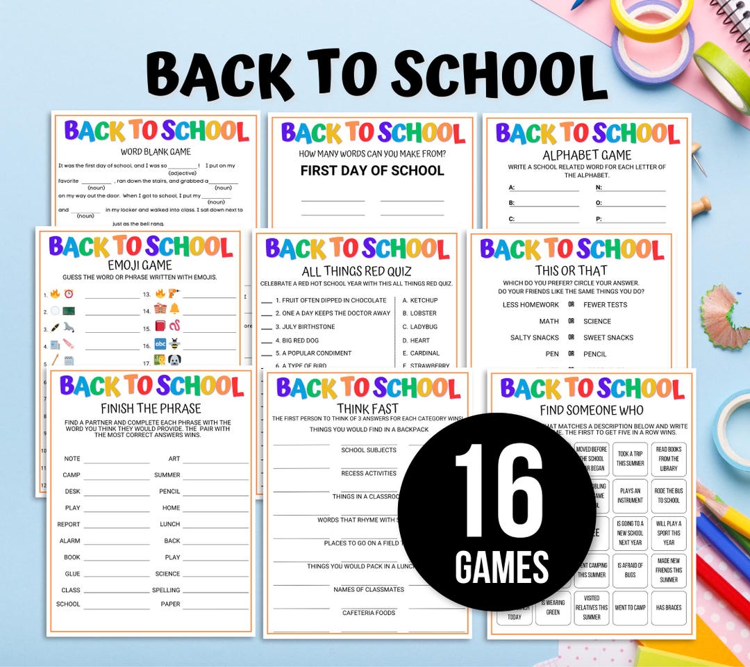 Back to School Games, Back to School Game Bundle, Back to School ...