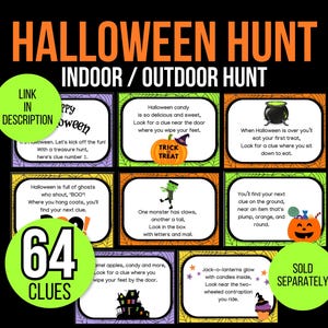 Indoor Halloween Treasure Hunt, Indoor Halloween Scavenger Hunt, 36 ...