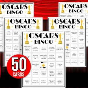 Oscars Bingo, 50 Oscars Bingo Cards, Oscars Watch Party Bingo, Movie ...